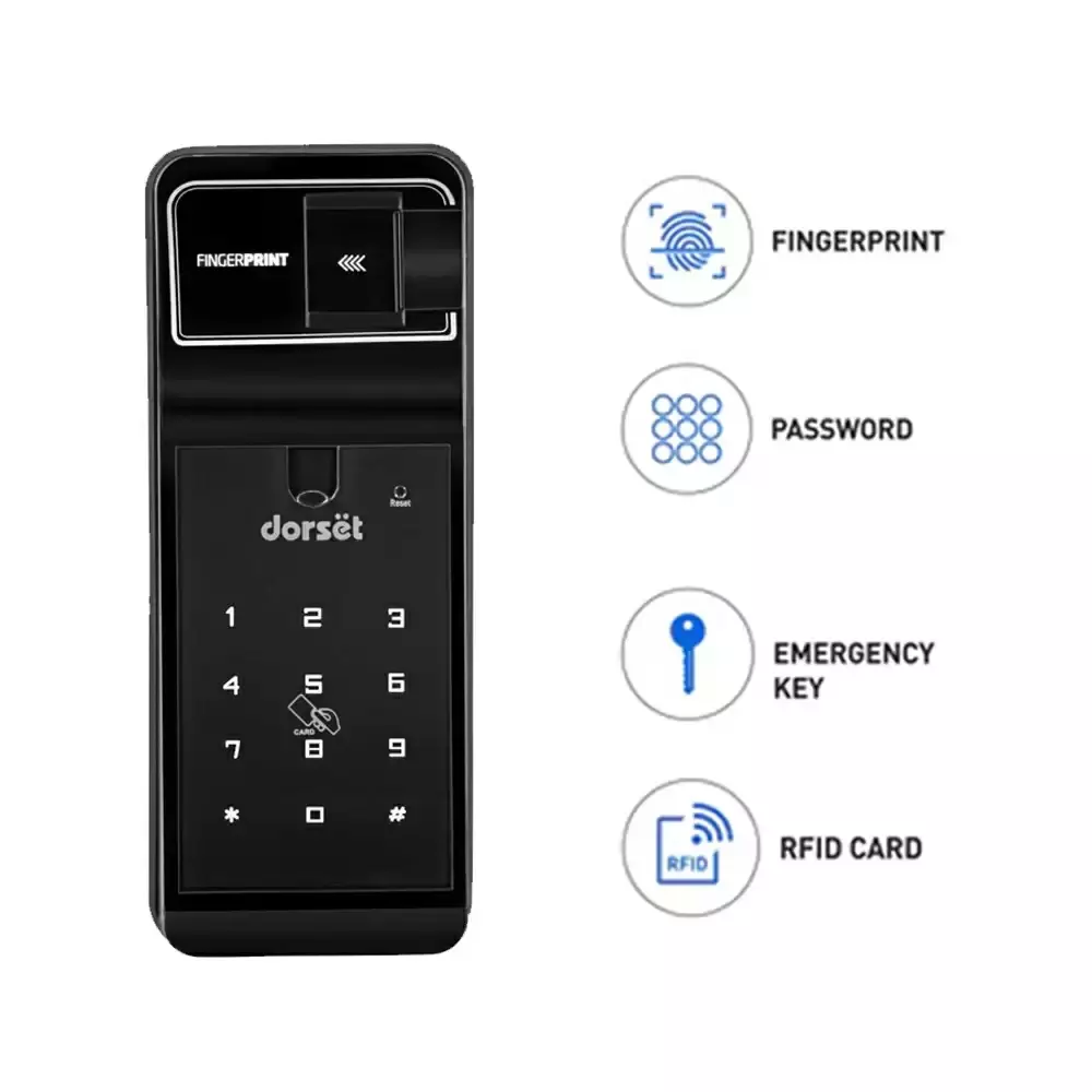 Dorset DG 601 GM Graphite Matt Rim Lock with Fingerprint, Pin Code ...
